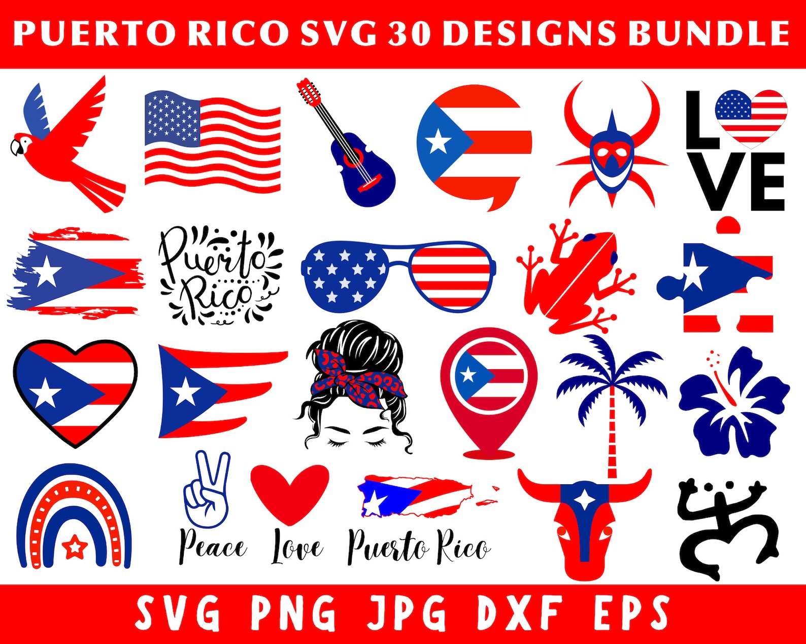 Puerto Rico Svg Bundle, Puerto Rican Svg Png, Puerto Rico Png, Puerto Rico Flag Svg, Puerto Rico ...