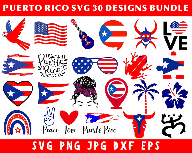 Puerto Rico Svg Bundle, Puerto Rican Svg Png, Puerto Rico Png, Puerto ...