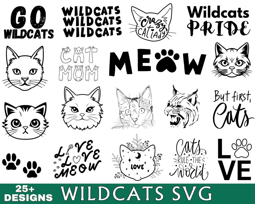 25 Cats Svg Bundle, Wildcat Svg, Wildcats , Svg Files for Cricut ...