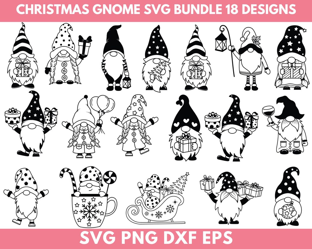 18+christmas Gnomes Svg Bundle, Gnomes Svg, Gnome Clipart, Cute Gnomes ...