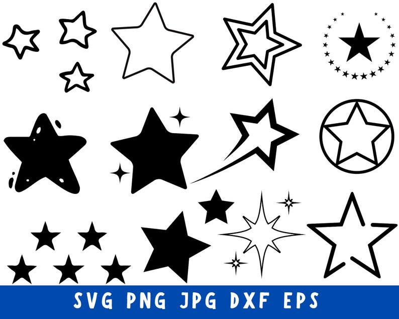 Star Svg Bundle, Star Clipart, Star Vector Files, Stars Dxf, Svg Files ...