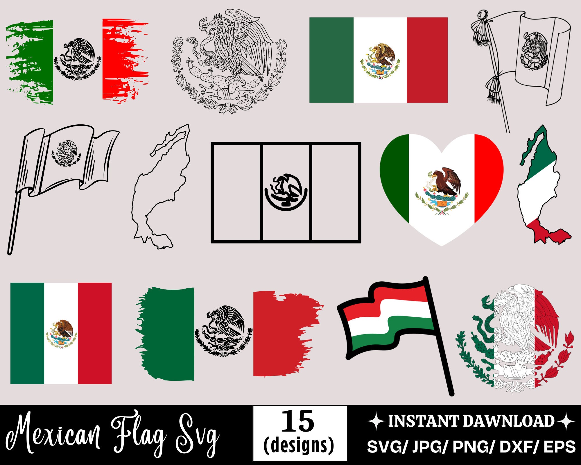 Mexican Flag Svg Bundle, Mexico Flag Svg, Mexican Eagle Svg, Svg Files ...