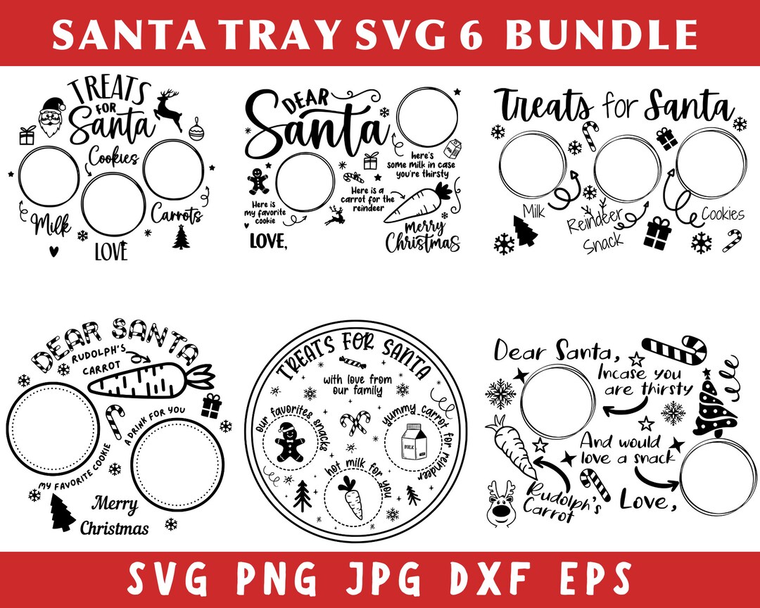 Santa Tray Svg Bundle, Christmas Svg, Santa Plate Svg, Treats for Santa ...