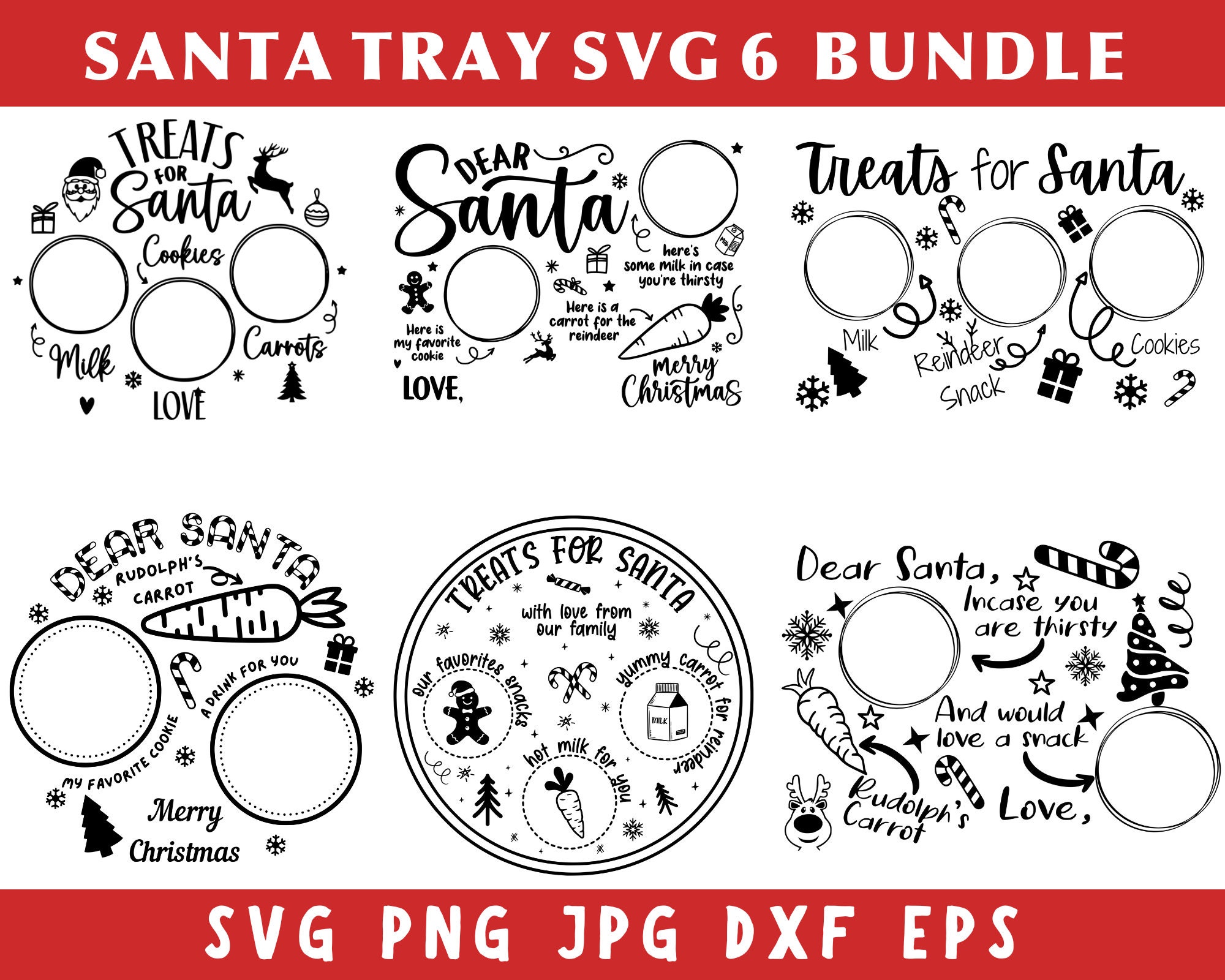 Santa Tray Svg Bundle Christmas Svg Santa Plate Svg Treats - Etsy