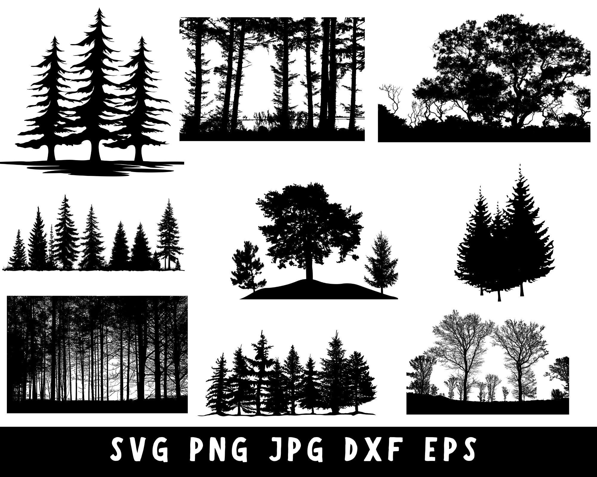 Forest Tree Svg Bundle, Tree Svg, Nature Svg, Forest Svg, Commercial ...