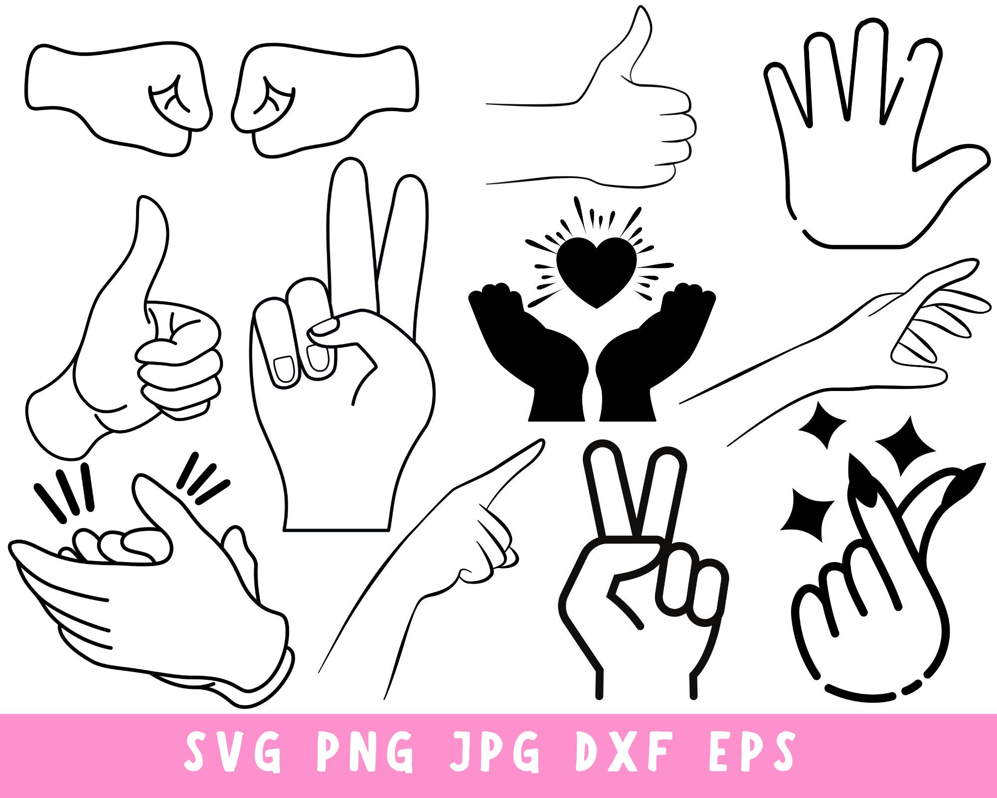 Hands Emoji Sign Svg Bundle, Emoji Day Svg Png, Human Hands Emoji Sign ...