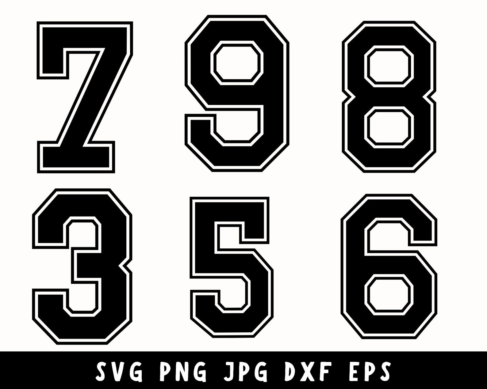 Jersey Numbers Svg/png/dxf, Numbers Svg, Jersey Numbers, Football ...