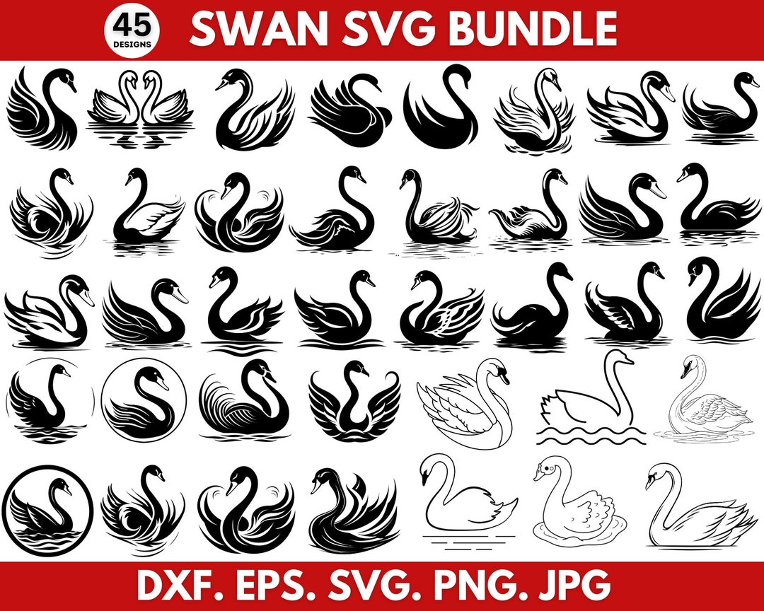 Swan Svg Png Bundle, Swan Png, Swan Silhouette, Svg Files for Cricut, Swan Clipart, Instant ...