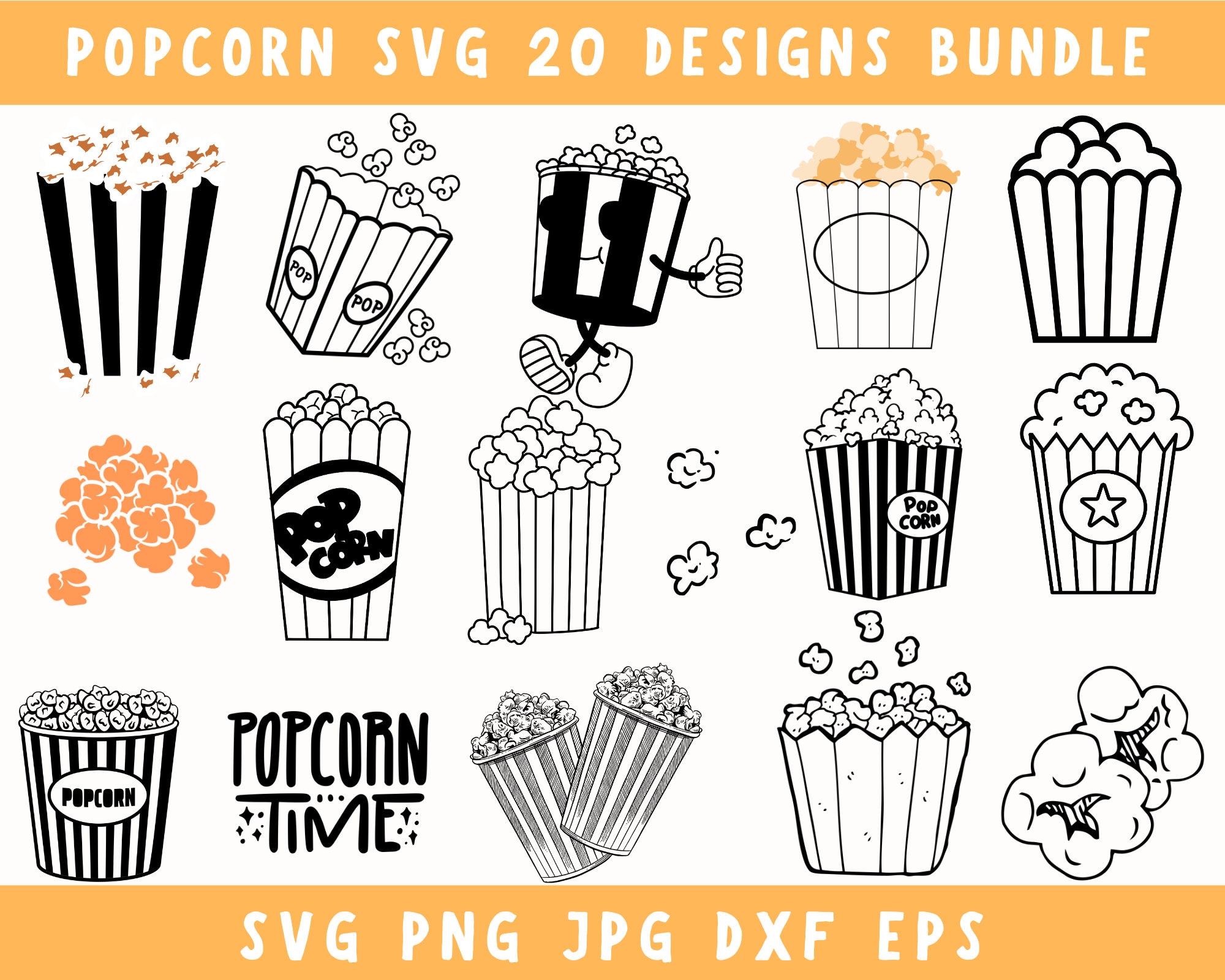 Popcorn Svg, Popcorn Png, Popcorn Bucket, Silhouette Svg, Popcorn Box ...