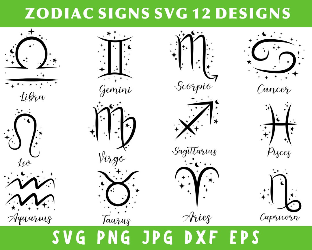 Zodiac Signs Svg Bundle, Zodiac Svg, Zodiac Clipart, Svg Files for ...