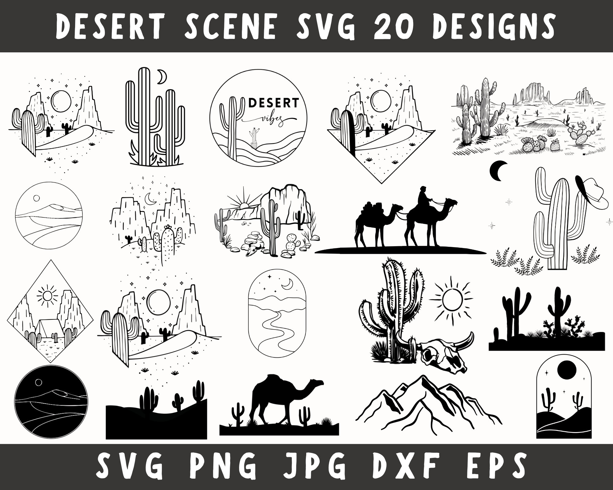 Desert Scene Svg, Desert Svg, Desert Scene Png, Succulent Svg, Desert ...