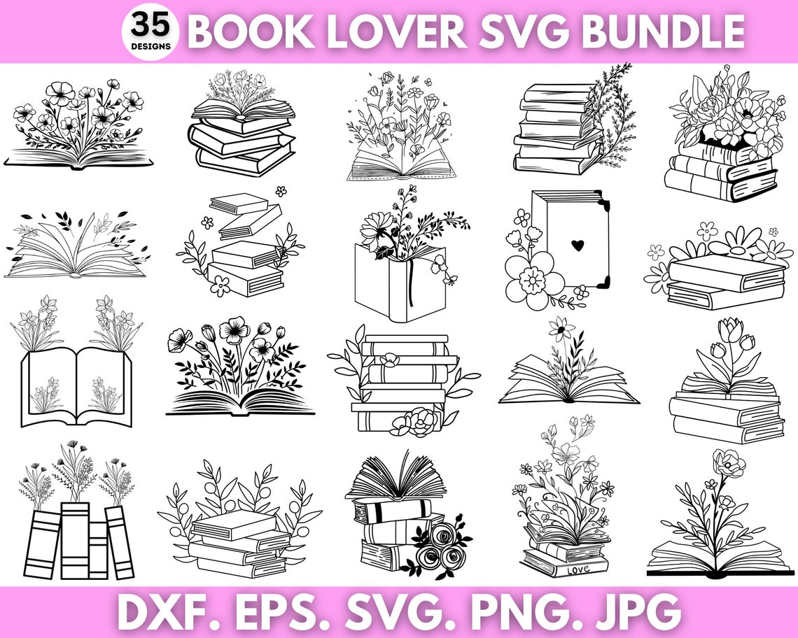 35 Floral Book Svg, Book Svg, Book With Flowers Svg,reading Book Svg ...