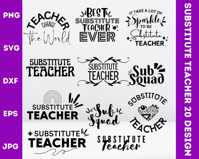 Substitute Teacher Svg Bundle, Teacher Appreciation Png, Back to School ...