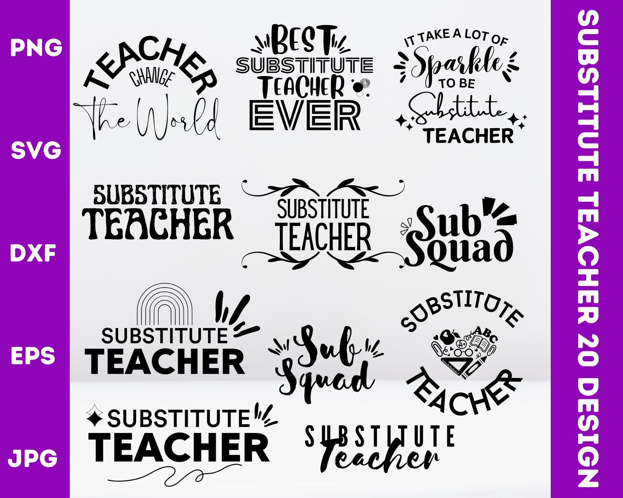Substitute Teacher Svg Bundle, Teacher Appreciation Png, Back to School ...