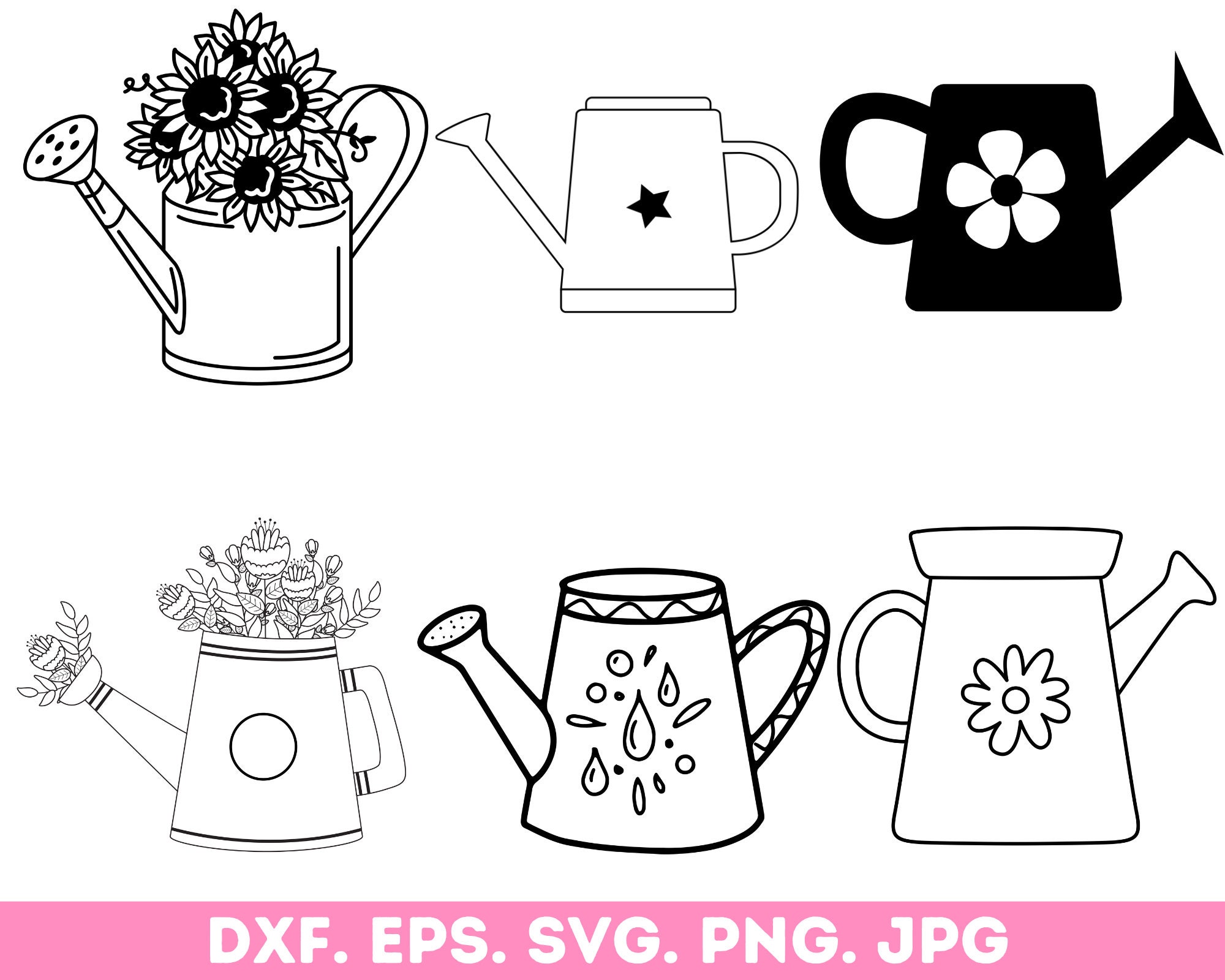 Watering Can Svg,waterin Can With Flowers Svg, Watering Can, Bouquet of ...