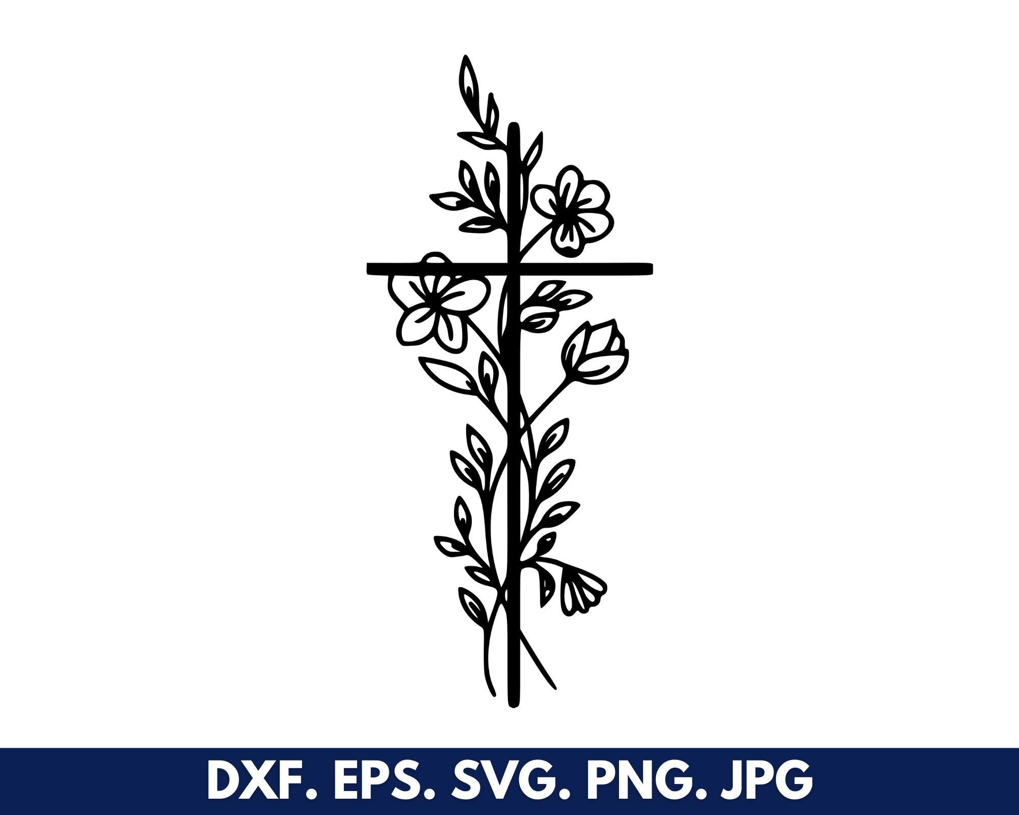 Drawings Of Crosses With Roses