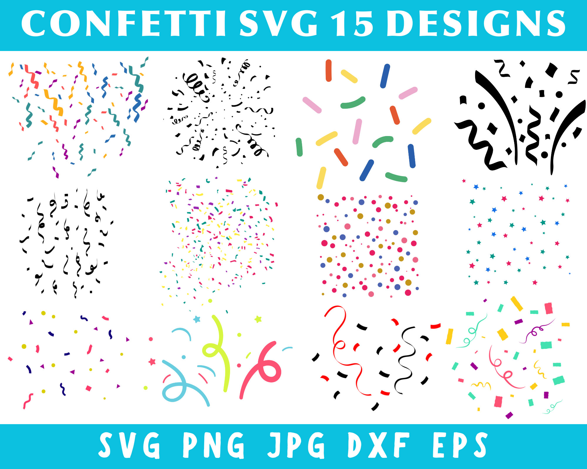 15confetti Digital Download Designs, Confetti Png Bundle, Confetti Clipart, Birthday Svg, Svg ...