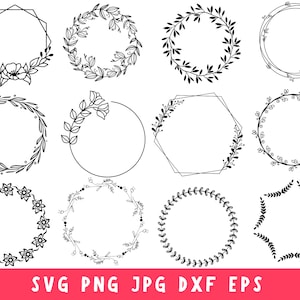 Floral Wreath Svg, Circle Frame Svg, Floral Frame Svg, Circle Monogram ...