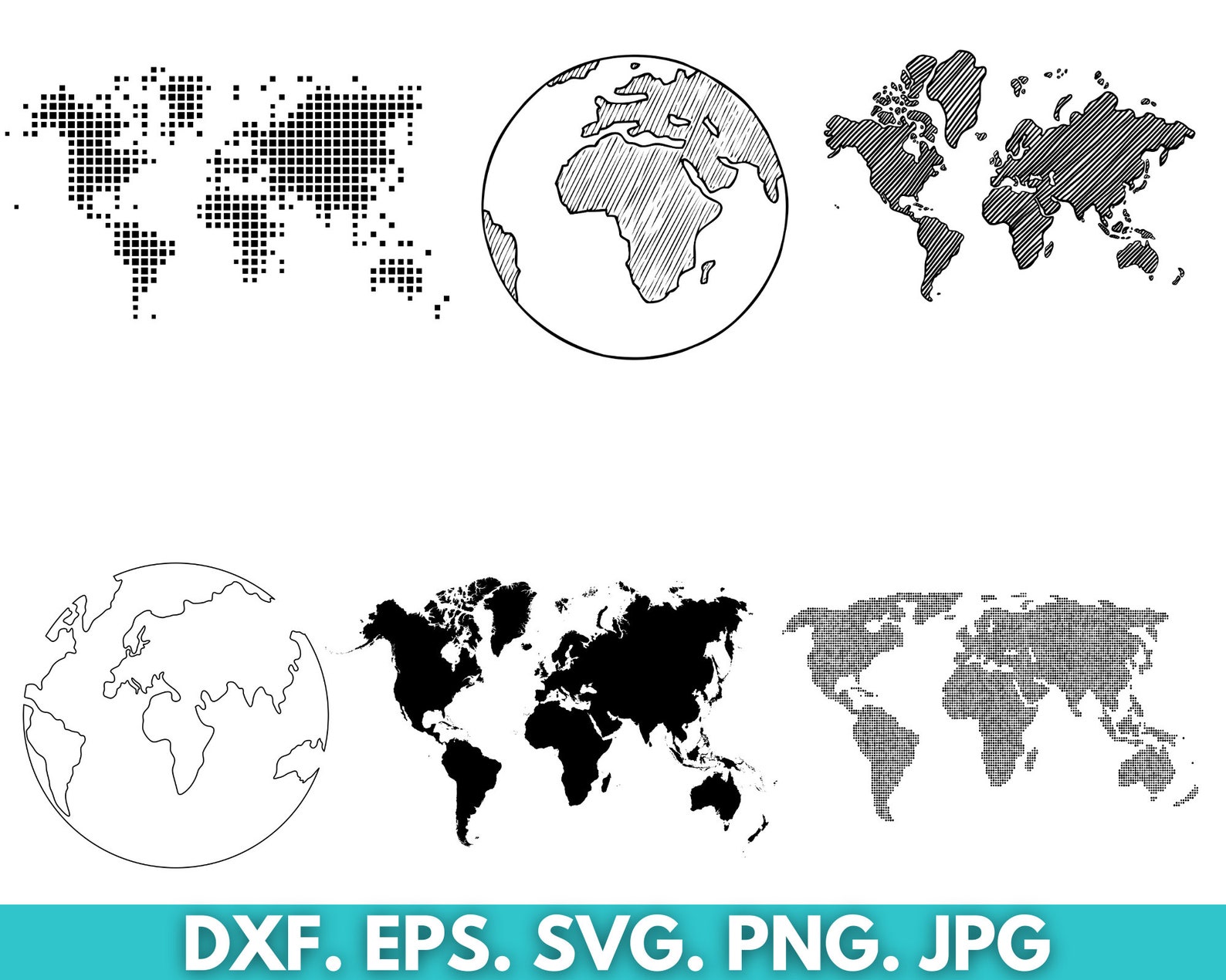 World Map Svg Bundle, World Map Png, World Map Silhouette, World Map ...