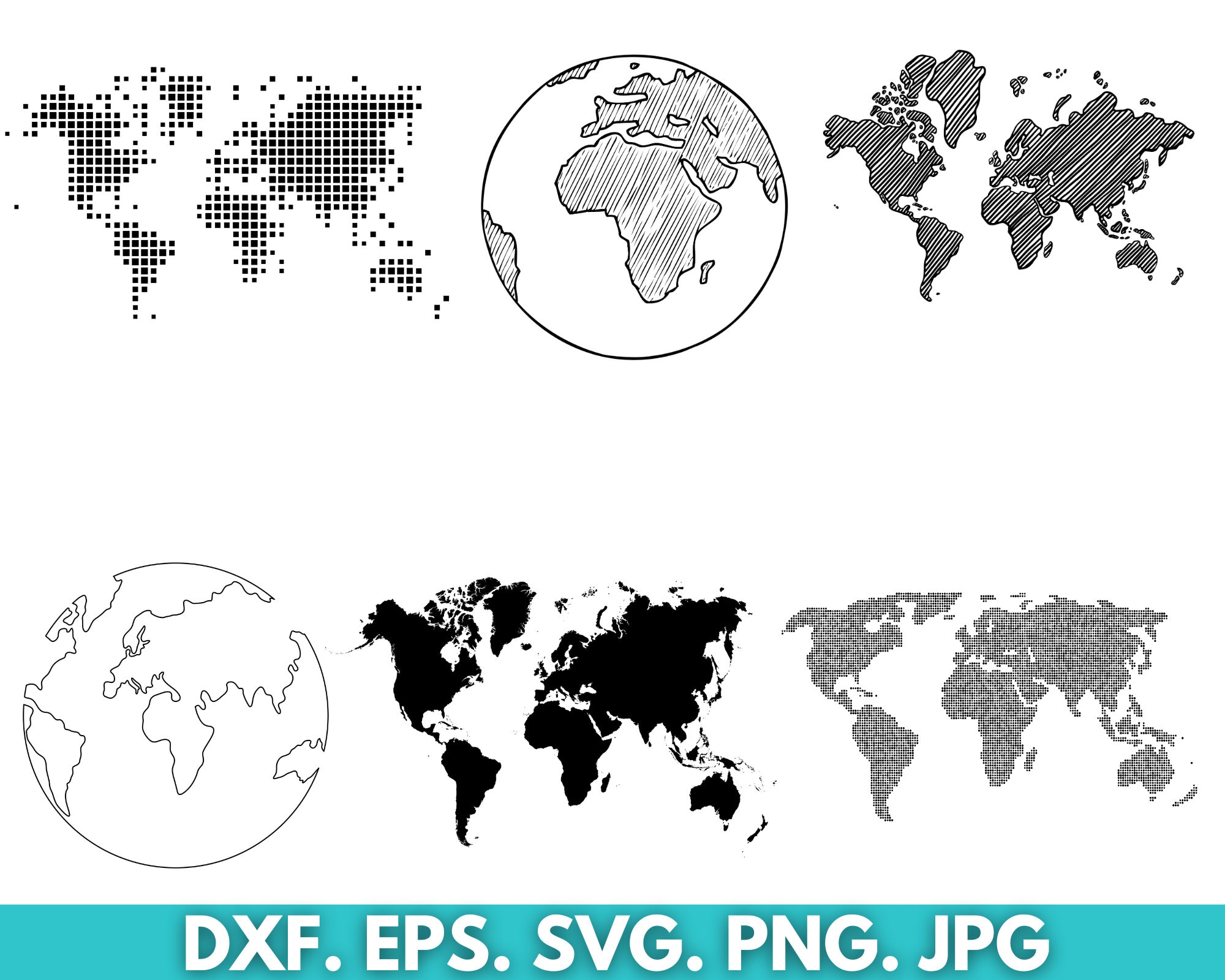 World Map Svg Bundle, World Map Png, World Map Silhouette, World Map ...