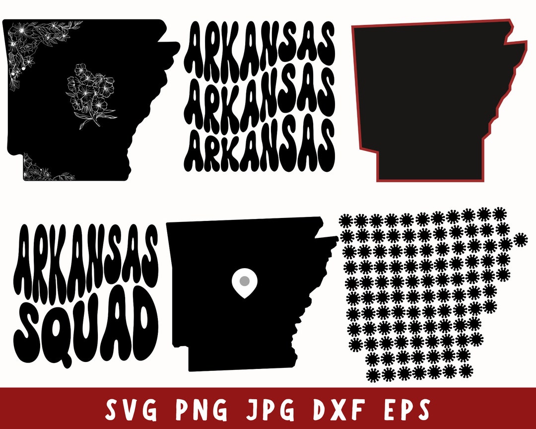 Arkansas State Outline Svg Bundle, Arkansas Png, Arkansas Cut File ...