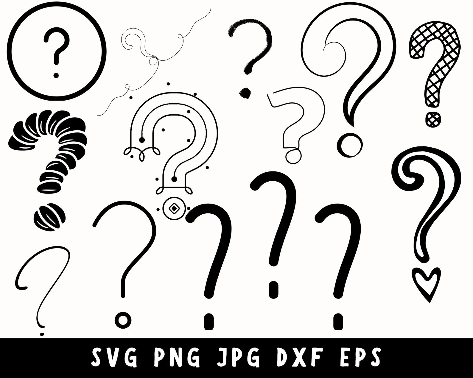 30 Digital Designs Question Mark Svg Png Bundle, Silhouette / Cricut ...