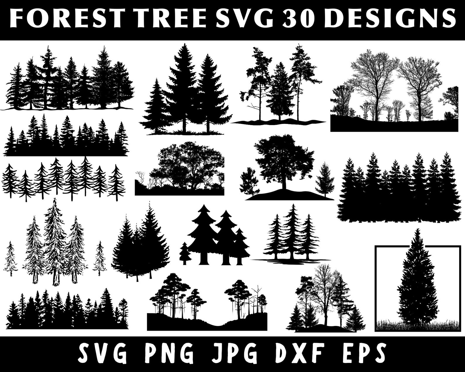 Forest Tree Svg Bundle, Tree Svg, Nature Svg, Forest Svg, Commercial ...
