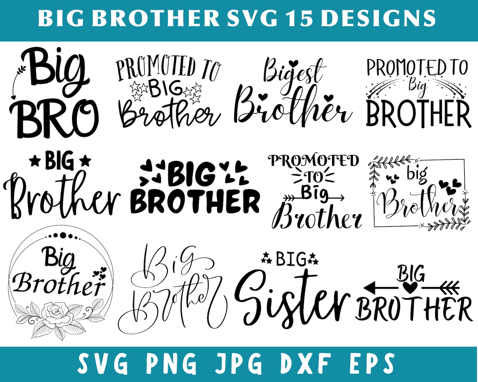 Big Brother Svg Bundle, Big Brother Png, Big Bro Clipart, Big Brother ...