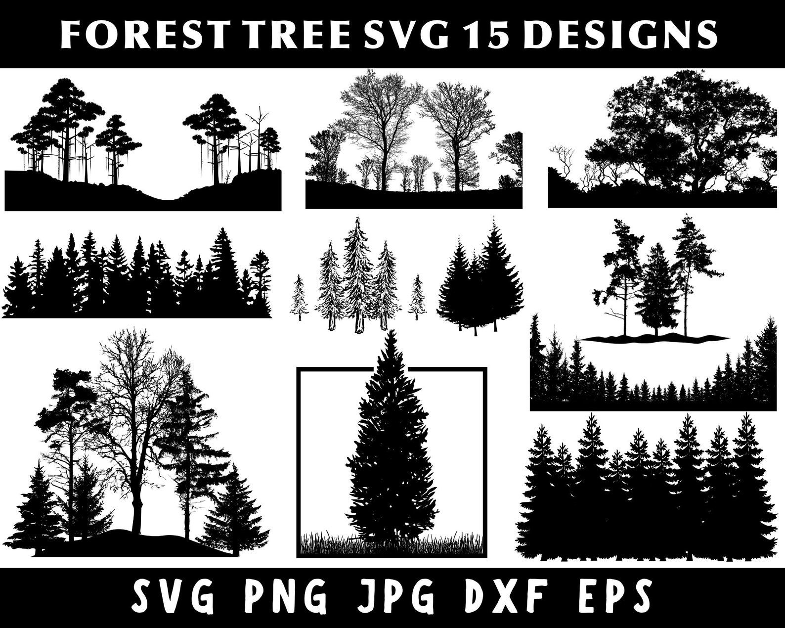 Tree Svg Bundle, Pine Tree Svg, Nature Svg, Forest Svg, Forest Tree Svg ...