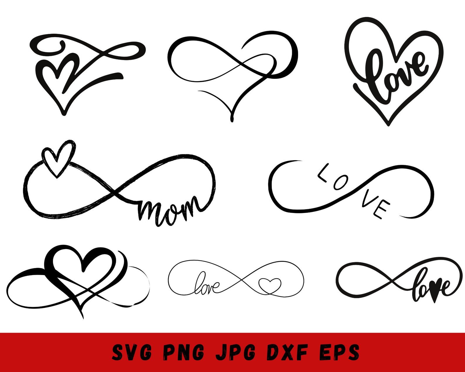 Infinity Heart Svg, Heart Outline Svg, Heart Png, Infinity Dxf ...