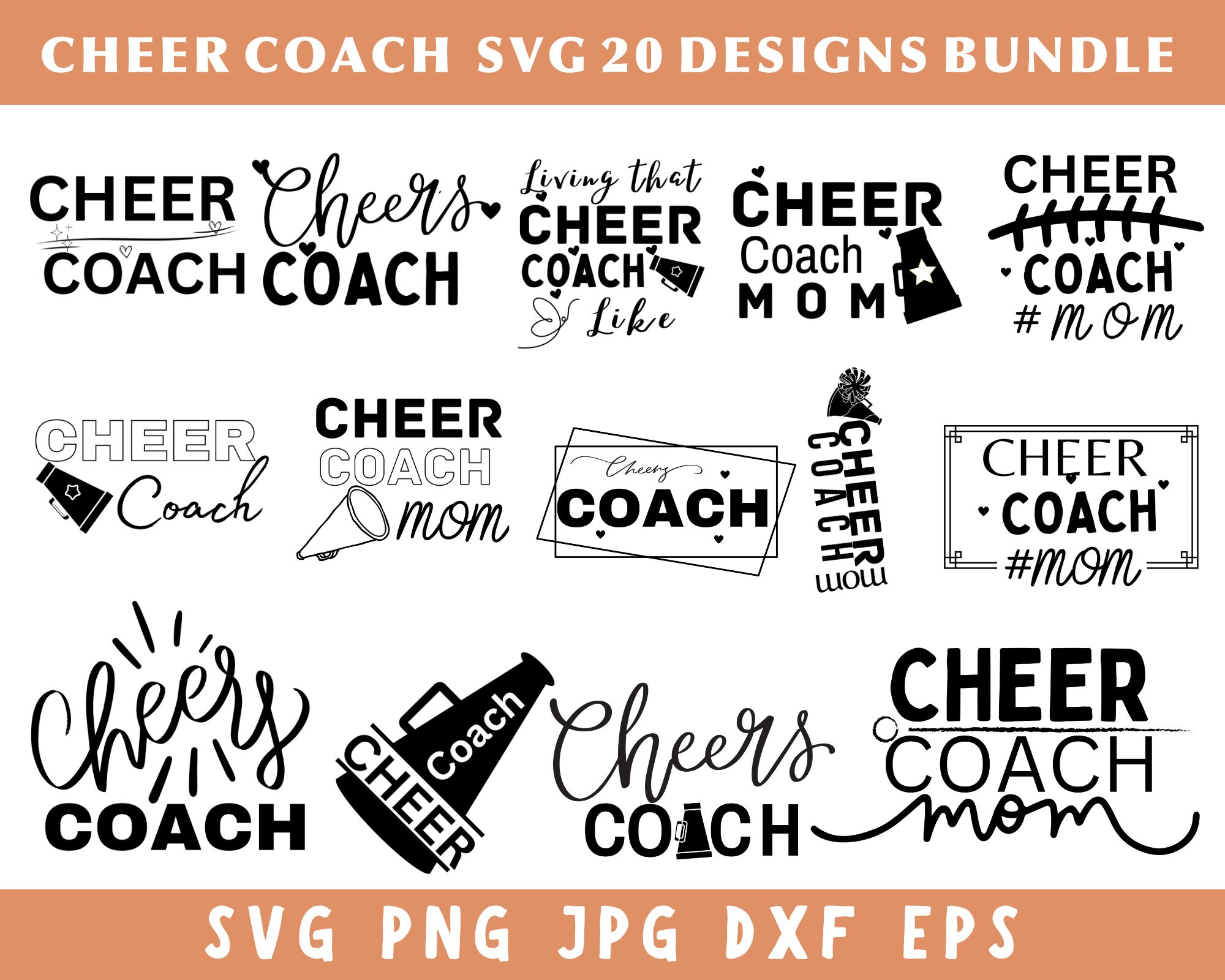 Cheer Coach Svg, Cheer Coach Png, Cheer Coach Clipart, Positive Quote ...