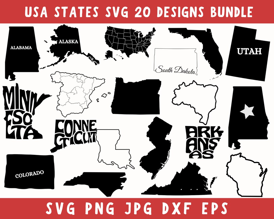 Usa States Svg Bundle States Svg Png 4th of July Svg Usa - Etsy