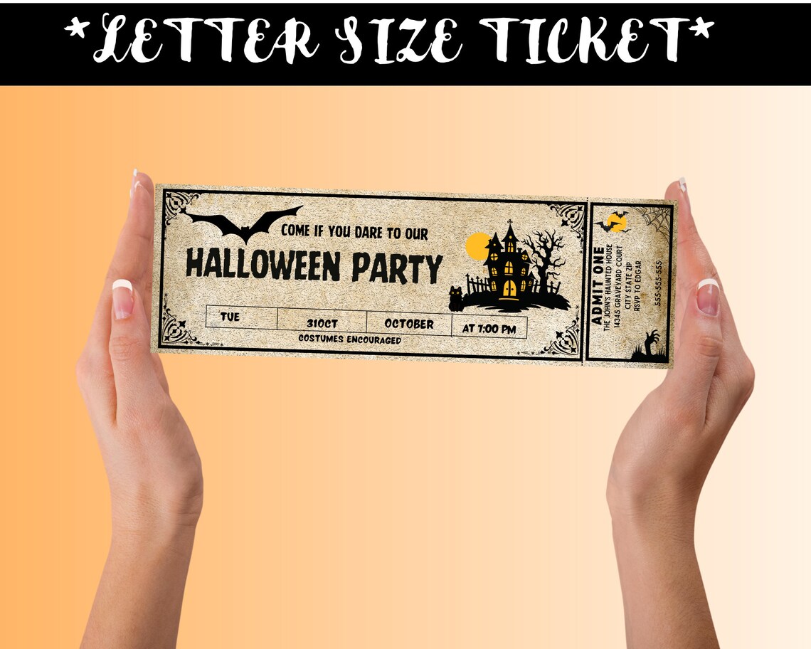 Editable Halloween Ticket Invitation Halloween Invitations - Etsy