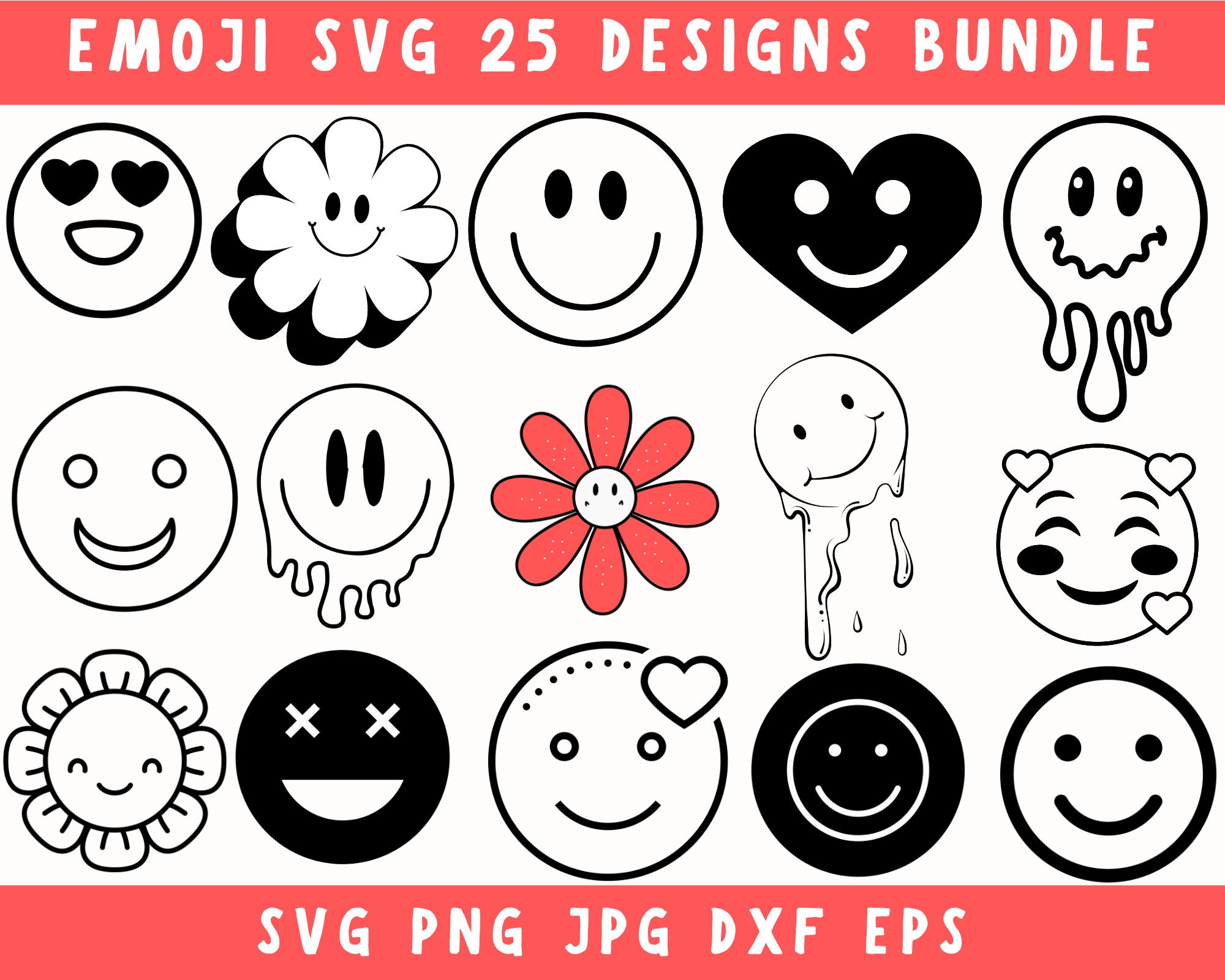 25 emoji SVG, Emoji PNG, Smiley Face Svg, Happy Face Svg, Emoji Clipart ...