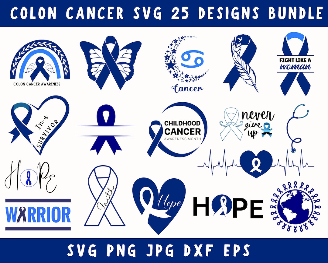 Colon Cancer Svg Cancer Ribbon Svg Cancer Awareness Svg Colon Cancer Clipart Colon Cancer