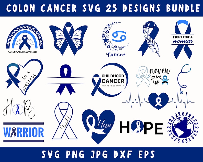 Colon Cancer Svg, Cancer Ribbon Svg, Cancer Awareness Svg, Colon Cancer ...