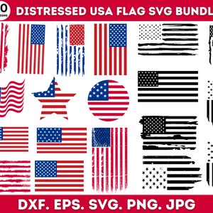 Distressed Usa Flag Bundle, USA Flag Svg, American Flag Svg, 4th of July Svg, Distressed USA ...
