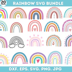 20 Rainbow Svg, Rainbow Png, Cute Rainbow Svg, Hand Drawn Rainbow ...