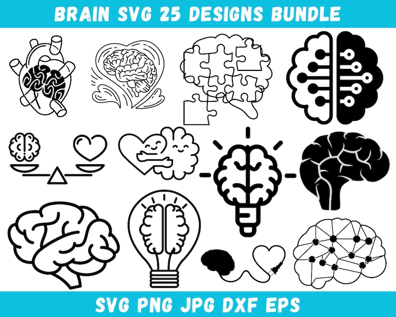 Brain Svg Bundle, Brain Png, Brain Clipart, Brain Vector, Brain Svg ...