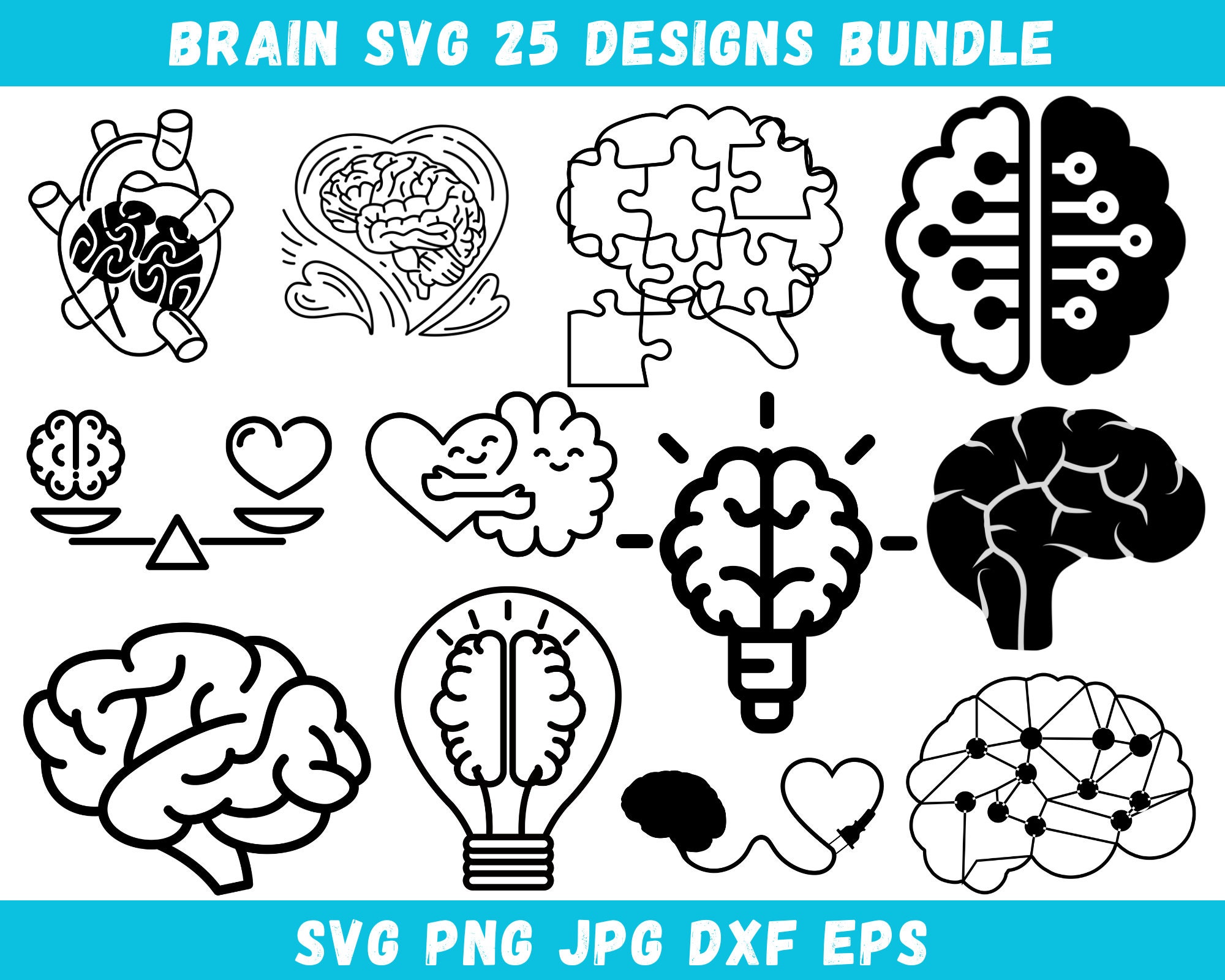 Brain Svg Bundle, Brain Png, Brain Clipart, Brain Vector, Brain Svg ...