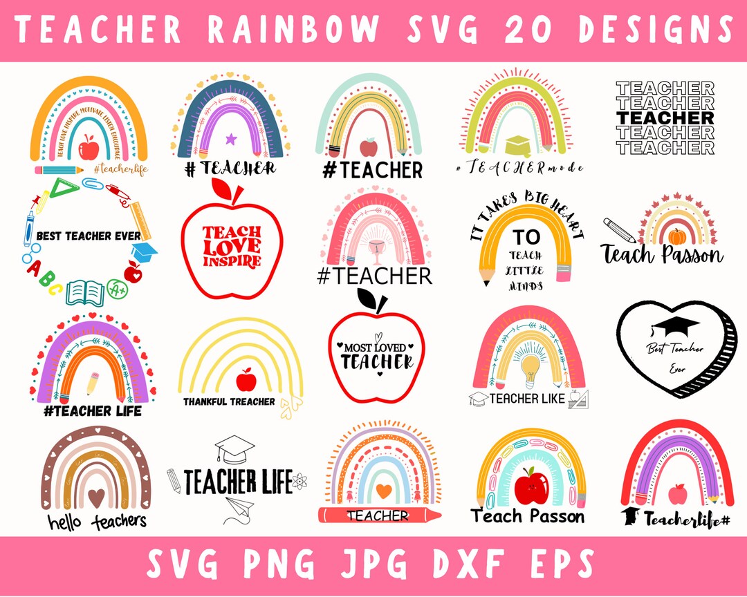 Teacher Rainbow Svg, Teacher Life Svg, Teacher Shirt Svg, Teacher ...