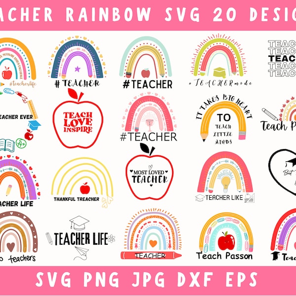 Rainbow Teacher Svg - Etsy