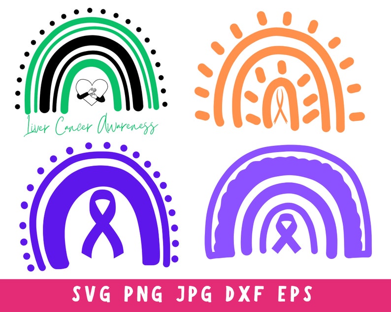 Cancer Rainbow Svg Bundle, Cancer Awareness Svg, Fight Cancer Svg ...