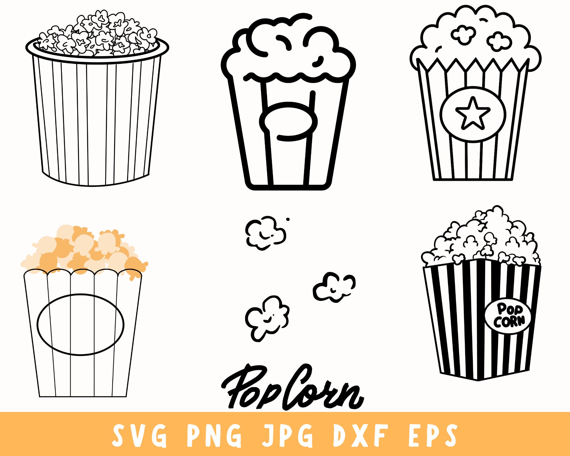 Popcorn Svg, Popcorn Png, Popcorn Bucket, Silhouette Svg, Popcorn Box ...