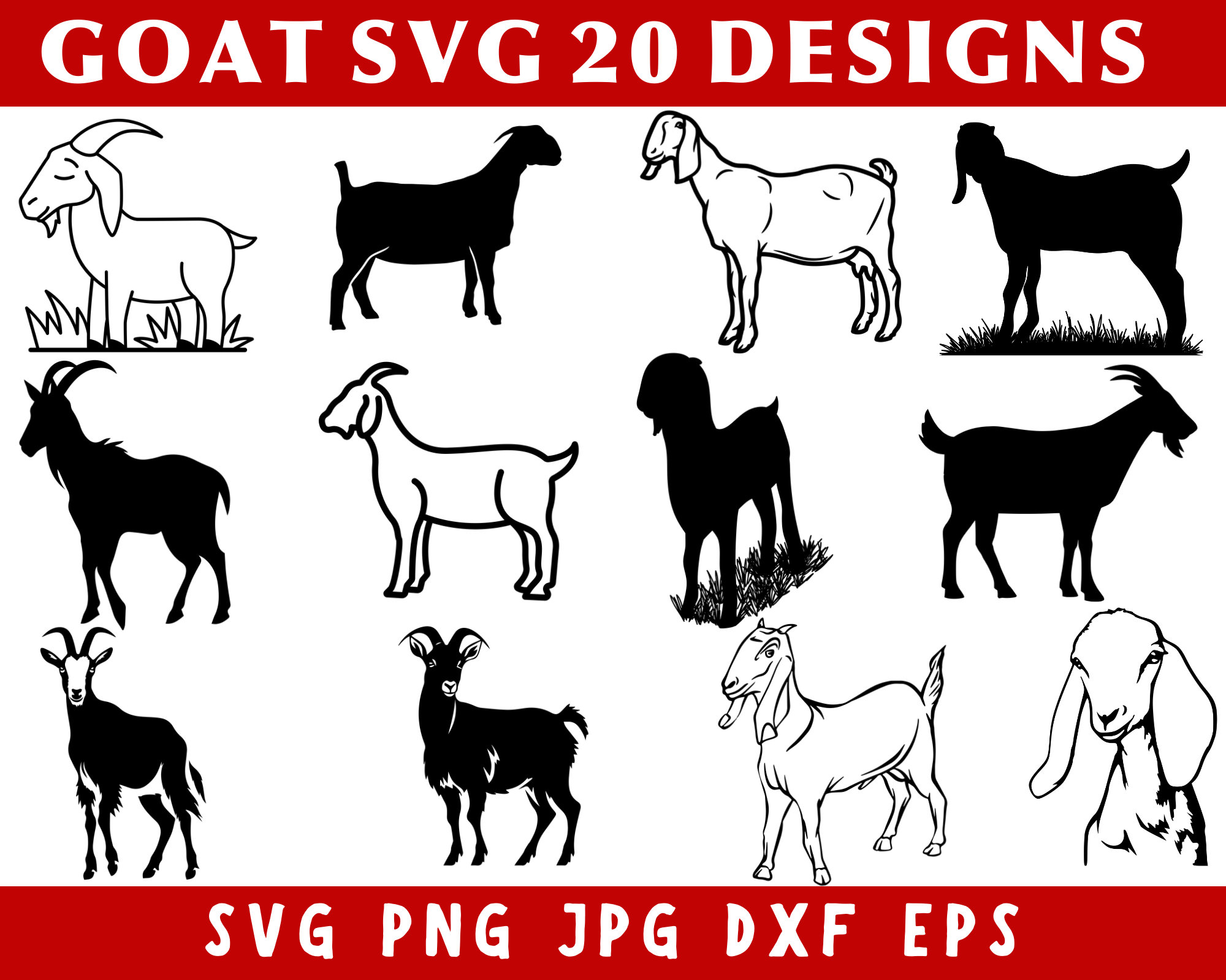 Goat Svg Bundle, Farm Animal Svg, Goat Png, Farm Life Svg, Animal Svg ...