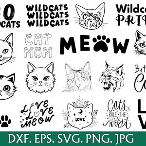 25 Cats Svg Bundle, Wildcat Svg, Wildcats , Svg Files for Cricut ...