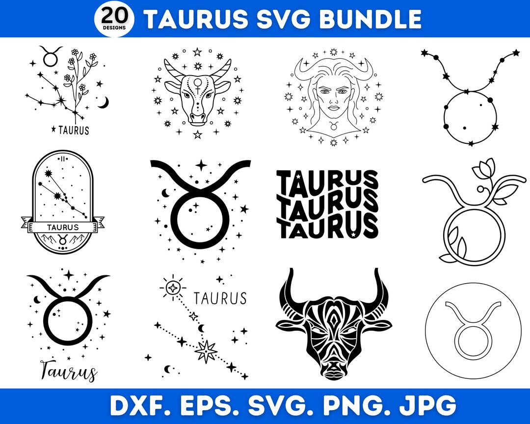 20 Designs Taurus Svg Png Bundle, Astrology Svg, Taurus Zodiac Svg ...