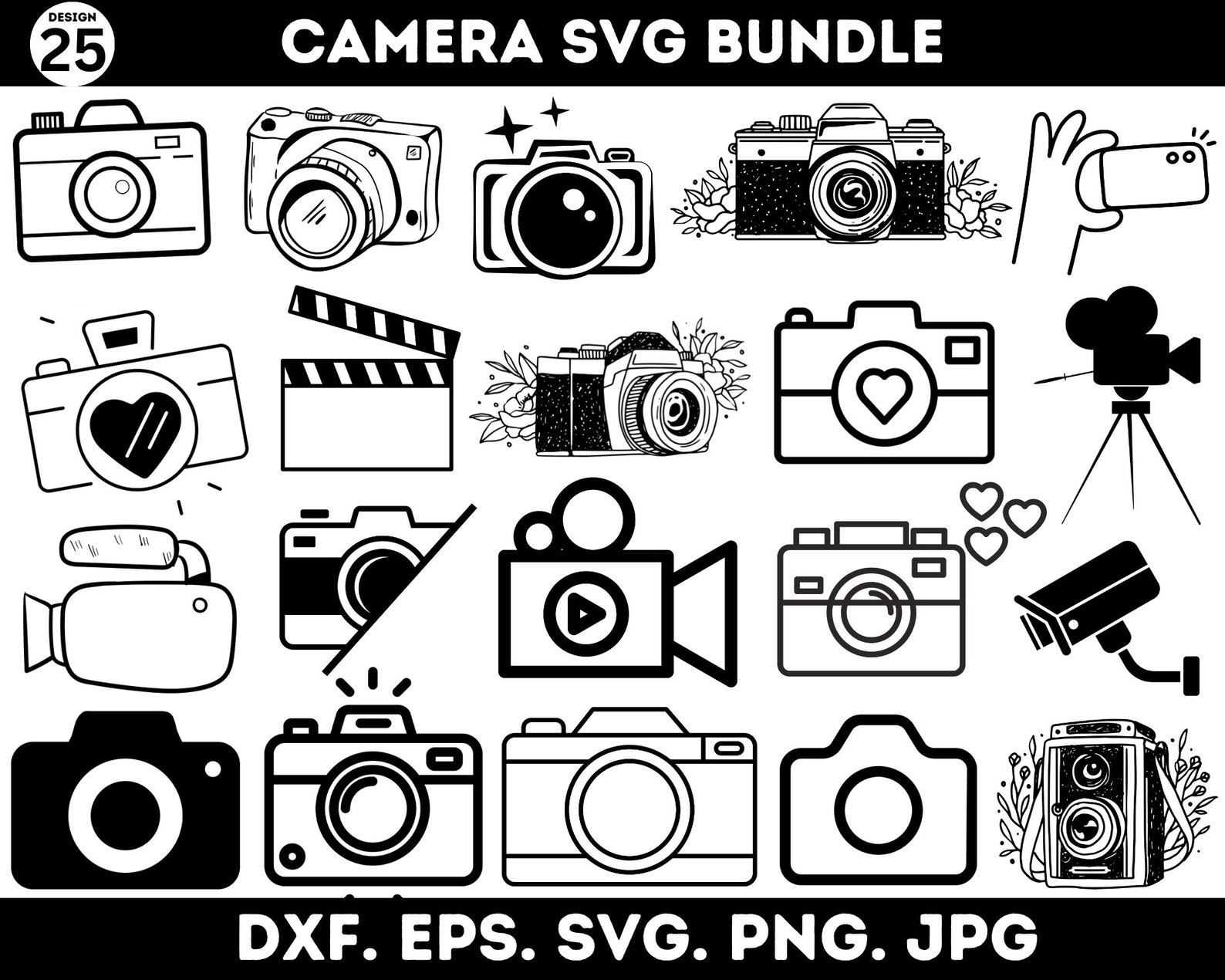 Camera Svg Bundle, Camera Cricut, Camera Svg Cut Files, Camera ...