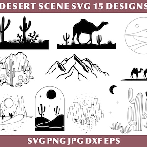 Desert Landscape Svg, Mountain Scene Svg, Svg Files for Cricut, Desert ...