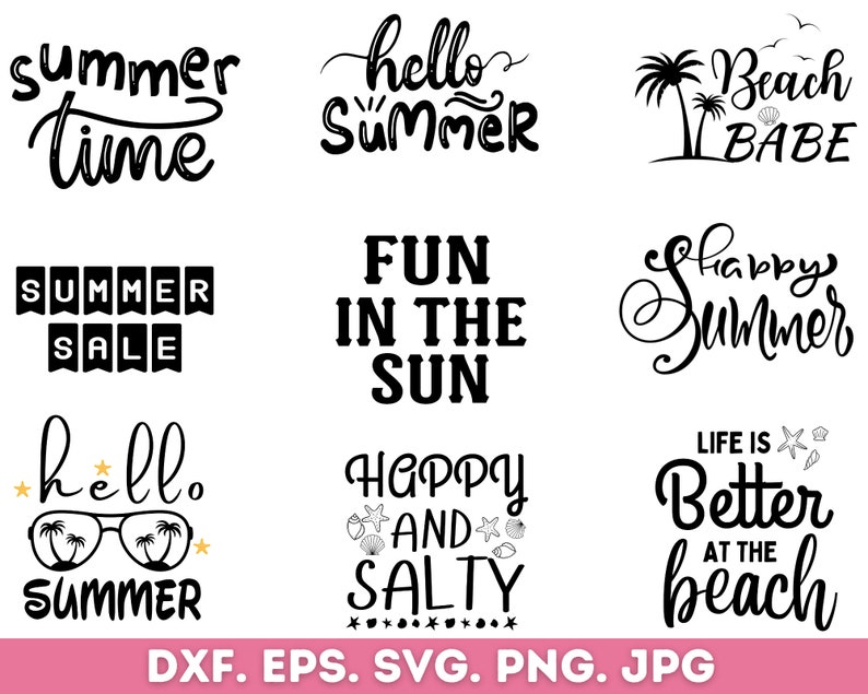 Summer Bundle Svg, Beach Svg, Summertime Svg, Funny Beach Quotes Svg ...